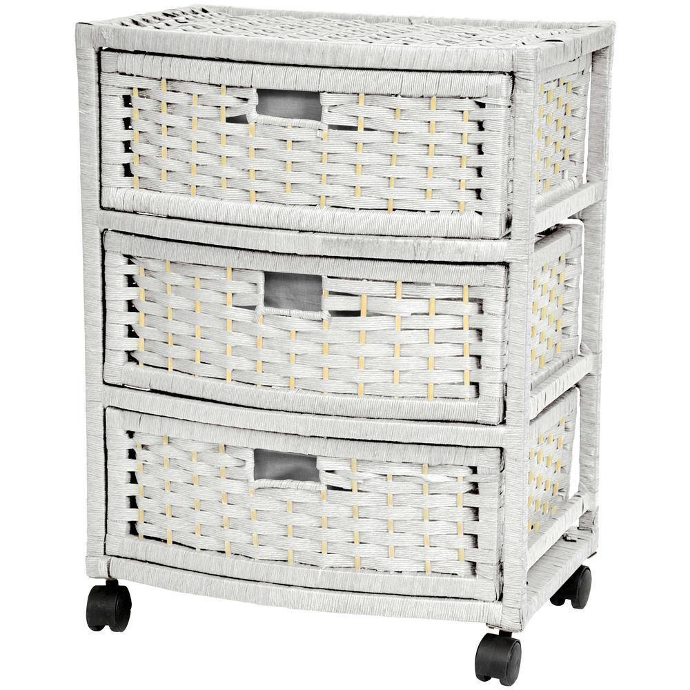 Red Lantern 3-Drawer White Natural Fiber Trunk JH09-051-3-WHT - The ...