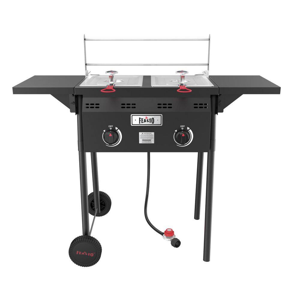 FEASTO 16Qt. Outdoor Propane Deep Fryer and Dual Tank with Dual ...