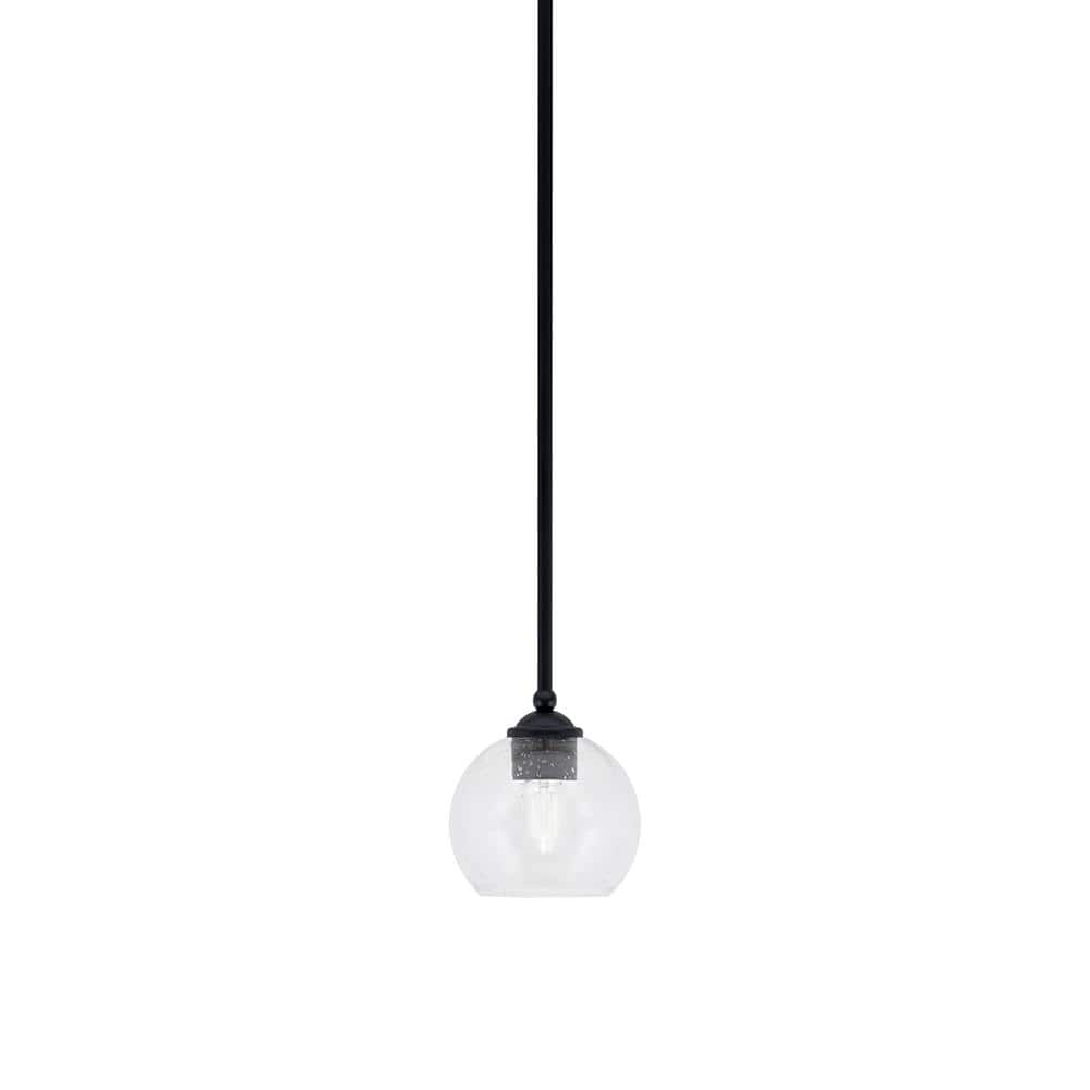 Clevelend 100-Watt 1-Light Black Pendant Mini Pendant Light with Clear ...