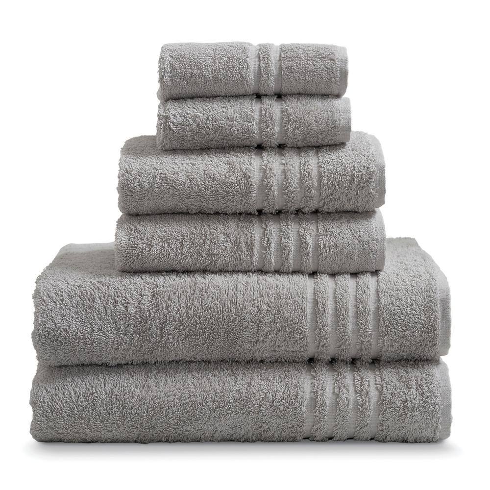 ELLA JAYNE Home Collection 6-Piece Grey Turkish Cotton Bath Towel Set ...