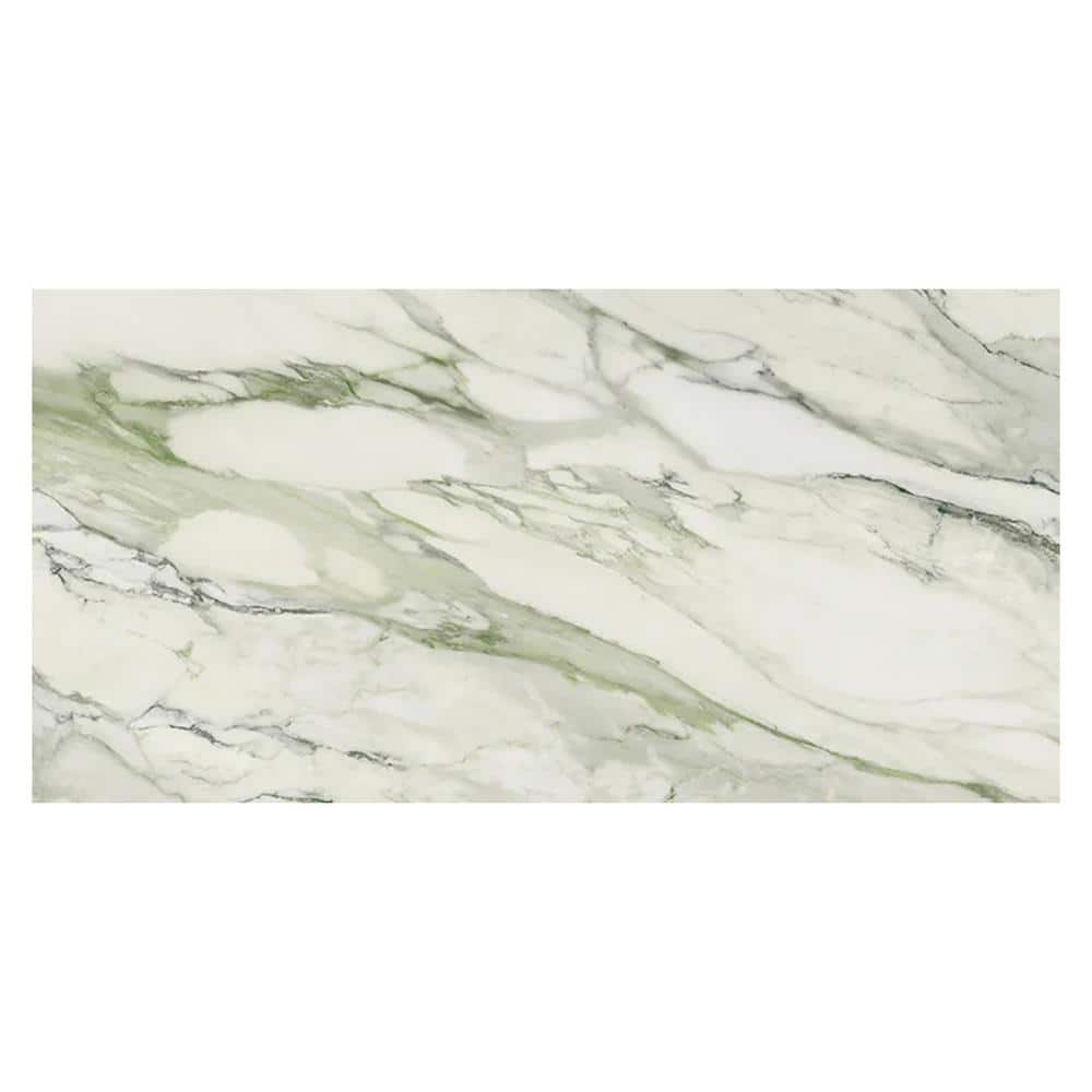 Apollo Tile Splendor 24 in. x 48 in. Polished White with Sage Green ...