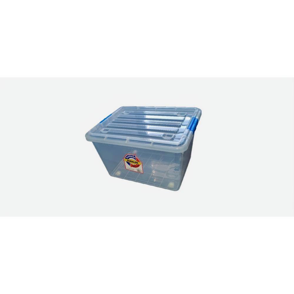 27 Qt. Latching Plastic Storage Tote Container and Lid with Wheels ...