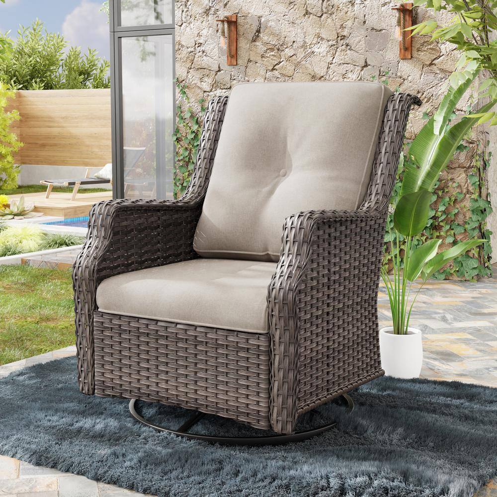 JOYSIDE Wicker Patio Outdoor Lounge Chair Swivel Rocking Chair with ...