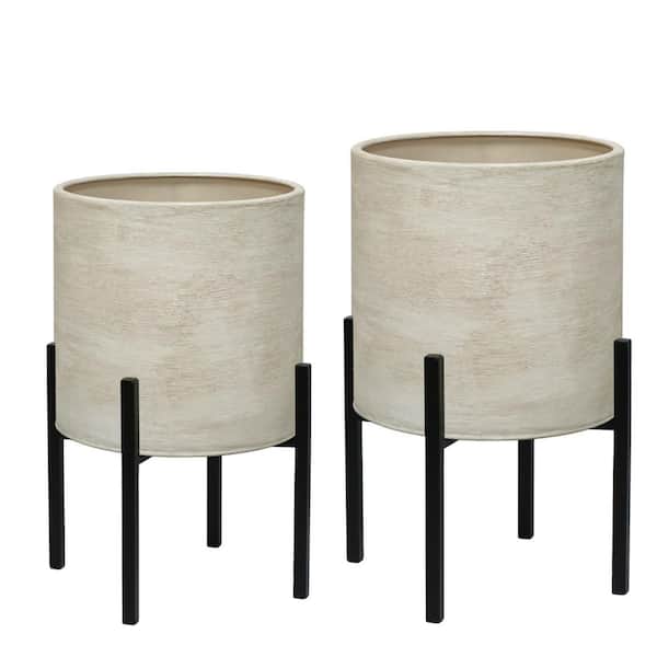 Reviews for hcman Modern Metal Plant Pots with Stand and Drainage Hole ...