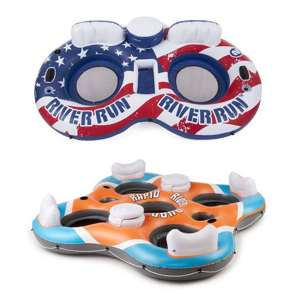 Intex American Flag 2 Person Tube with Cooler & Bestway Rapid Rider 4 ...