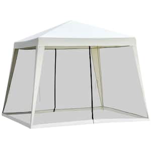 cenadinz 11 ft. x 13 ft. White Outdoor Party Tent with Protective Mesh ...