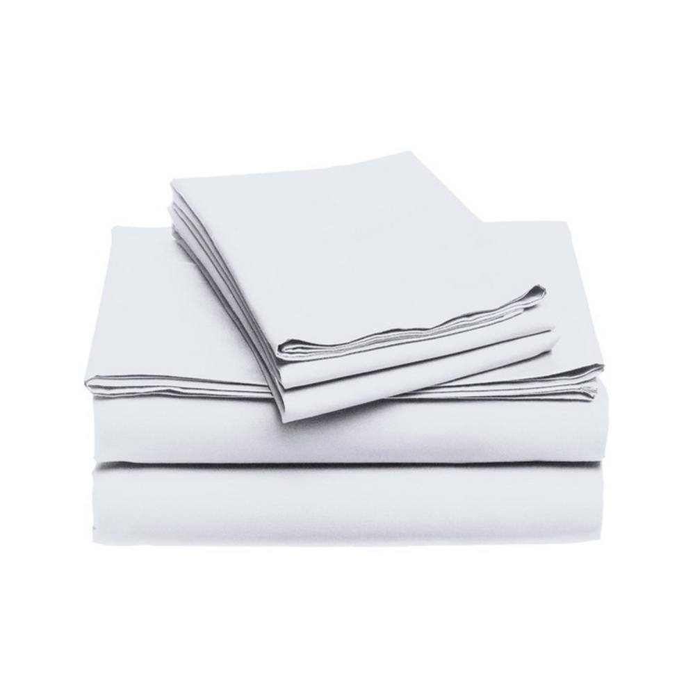 4-Piece White Solid 1800 Thread Count Microfiber King Sheet Set-LH ...