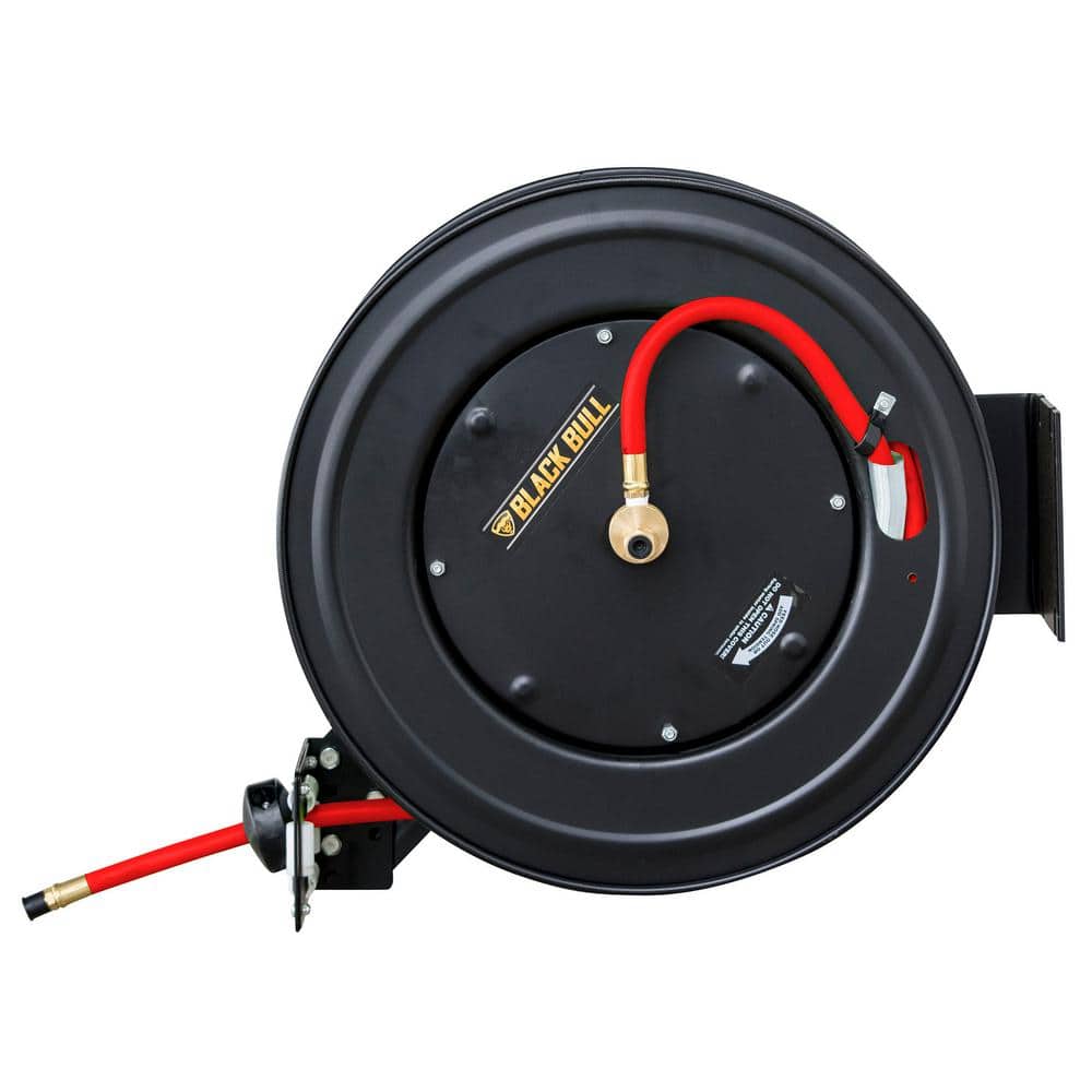 BLACK BULL 50 ft. Retractable Air Hose Reel with Auto Rewind AHAR50 ...