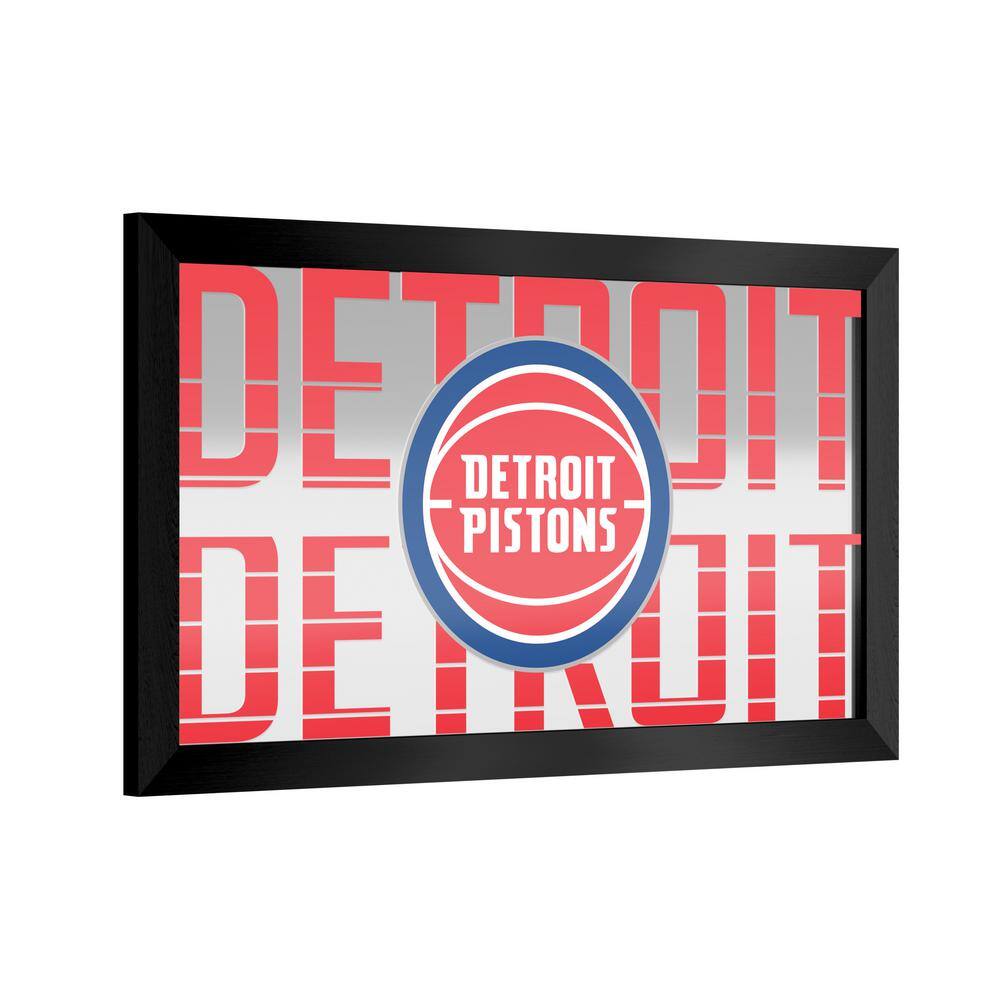 Detroit Pistons City 26 in. W x 15 in. H Wood Black Framed Mirror ...