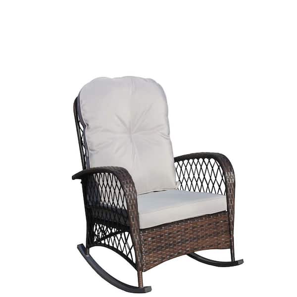 Wicker Outdoor Rocking Chair Patio Rattan Rocker Chair Lounge Chair ...