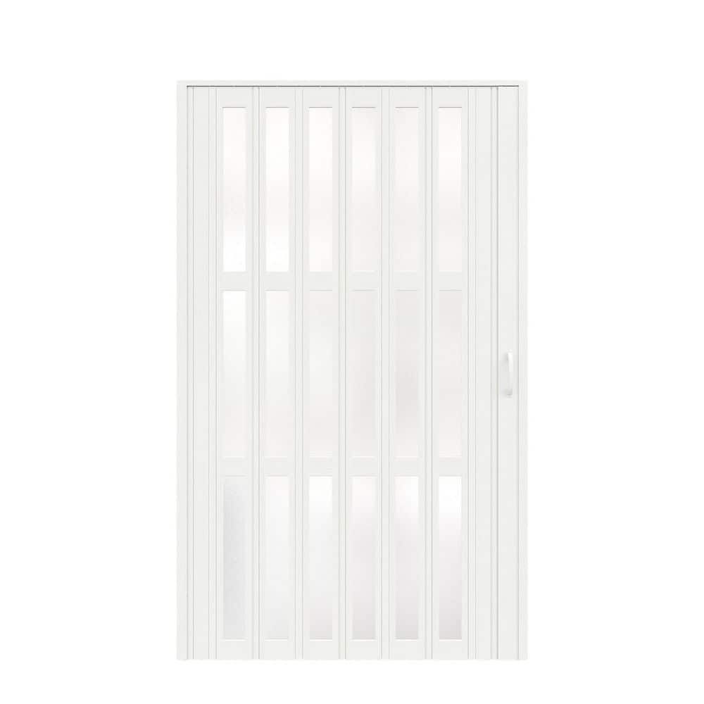 GOLDENPOLEY 48 in. x 80 in. White Oak Finished 3-Lite Frosted Acrylic ...