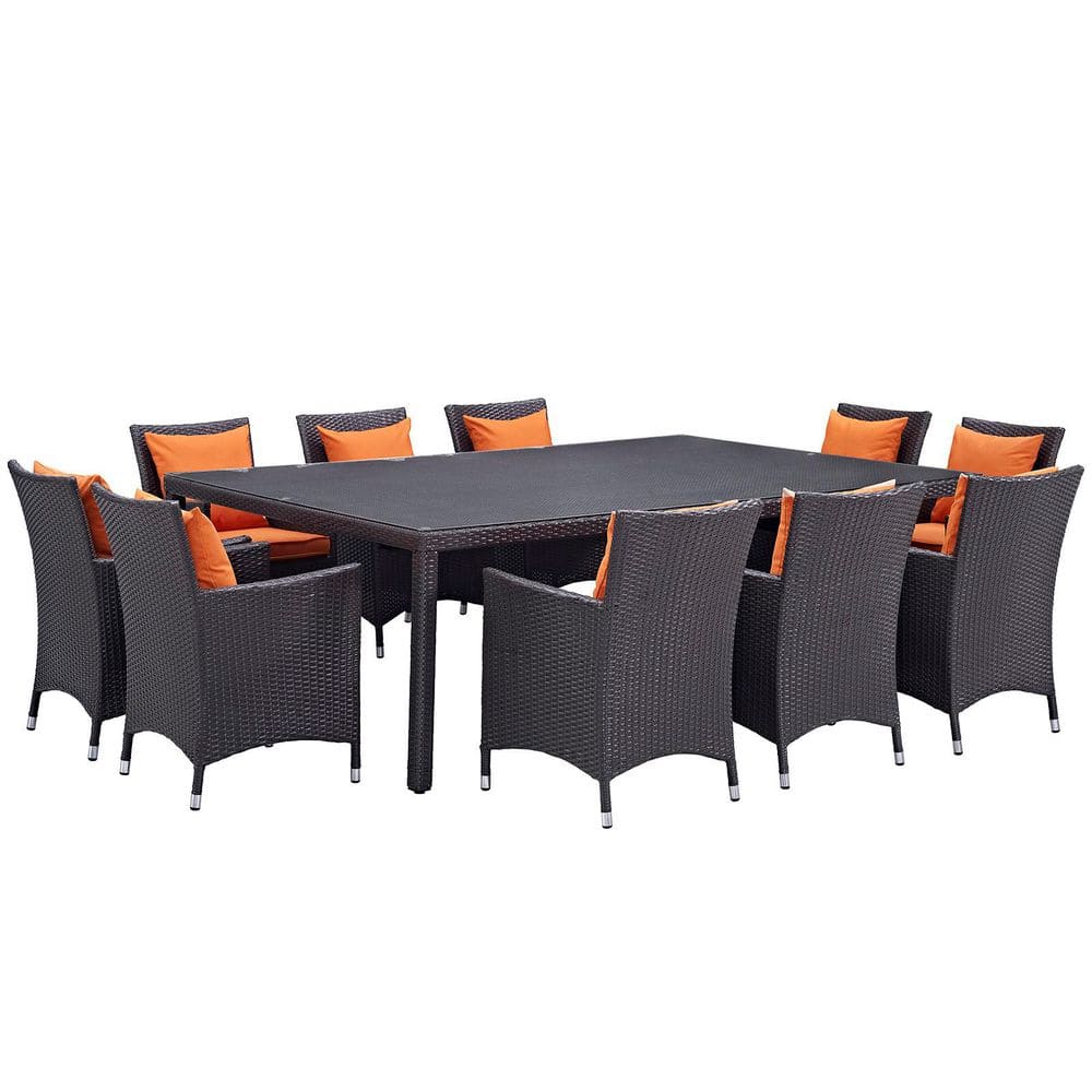 MODWAY Convene Collection 11-Piece Outdoor Patio Dining Set in Espresso ...