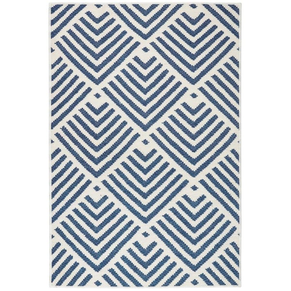 DASH & ALBERT Cleo Machine Washable Navy 4 ft. x 6 ft. Indoor Area Rug ...
