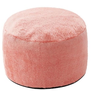 OGETFUUR 20 x 15 in. Light Grey Round Outdoor Pouf Cushion with Foam ...