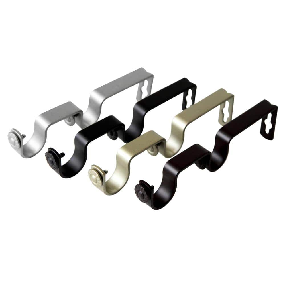 Rod Desyne Light Gold Steel Double 3 in. Projection Curtain Rod Bracket ...