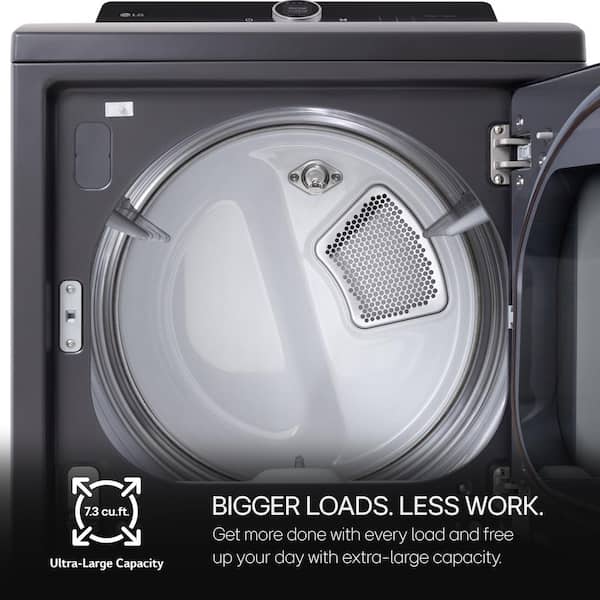 LG 7.3 cu. ft. Vented SMART Electric Dryer in Matte Black with EasyLoad ...