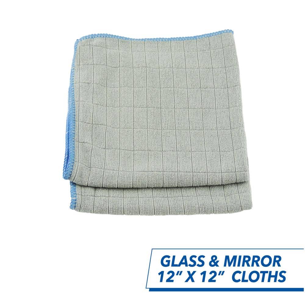 Unger 12 in. Microfiber Mirror and Glass Cleaning Cloths (2-Count ...