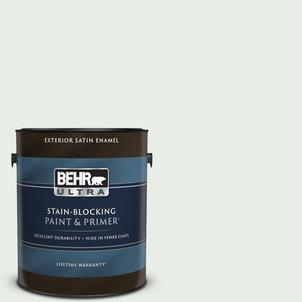 BEHR ULTRA 1 gal. #700E-1 Dew Drop Satin Enamel Exterior Paint & Primer ...