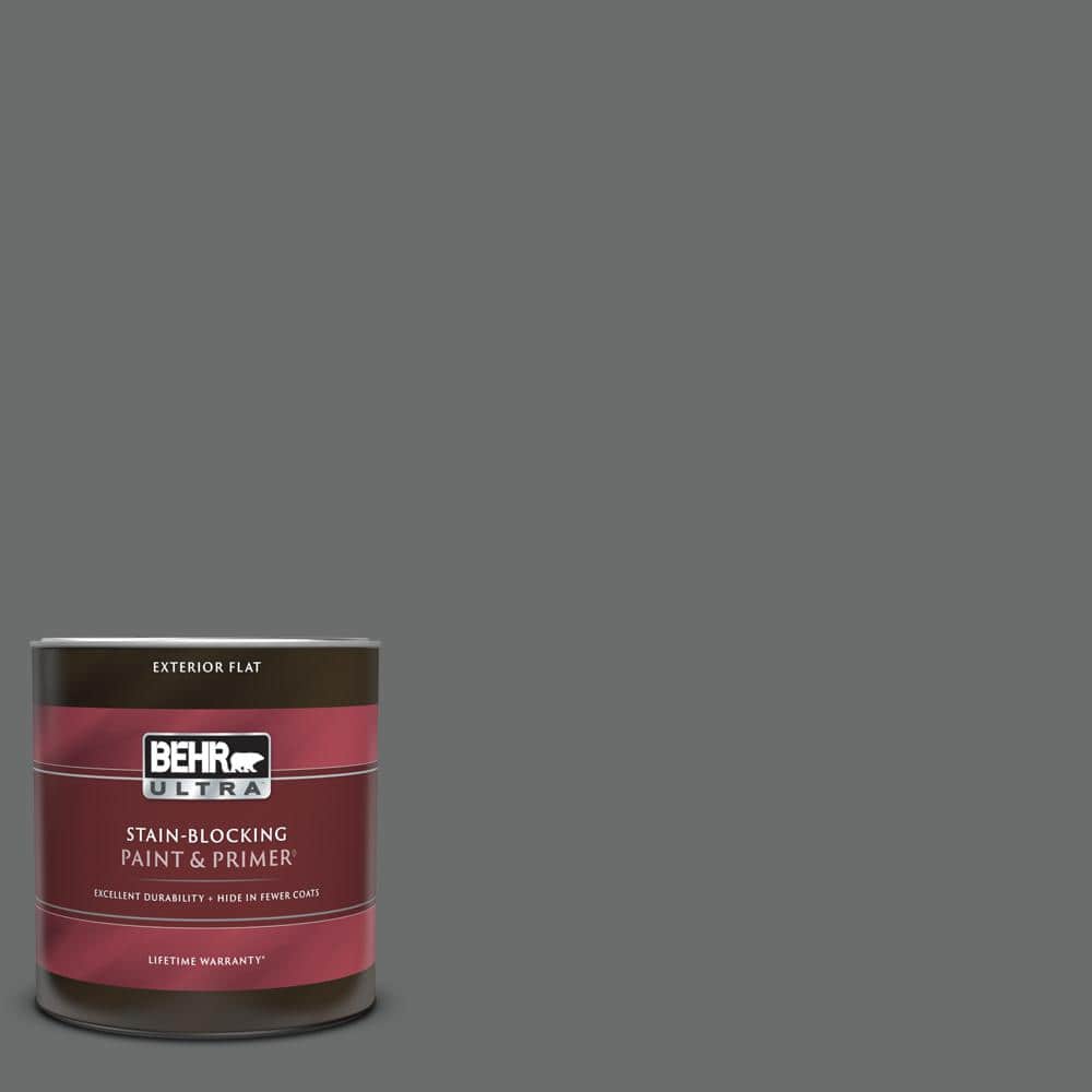 BEHR ULTRA 1 qt. #770F-5 Dark Ash Flat Exterior Paint & Primer 485304 ...