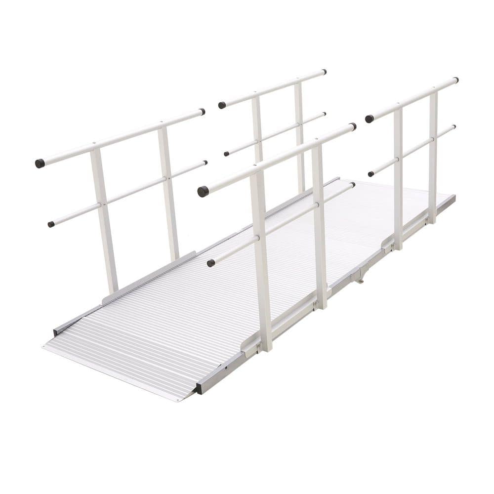 SILVER SPRING 8ft. L Folding Aluminum Mobility Ramp with Dual Handrails ...