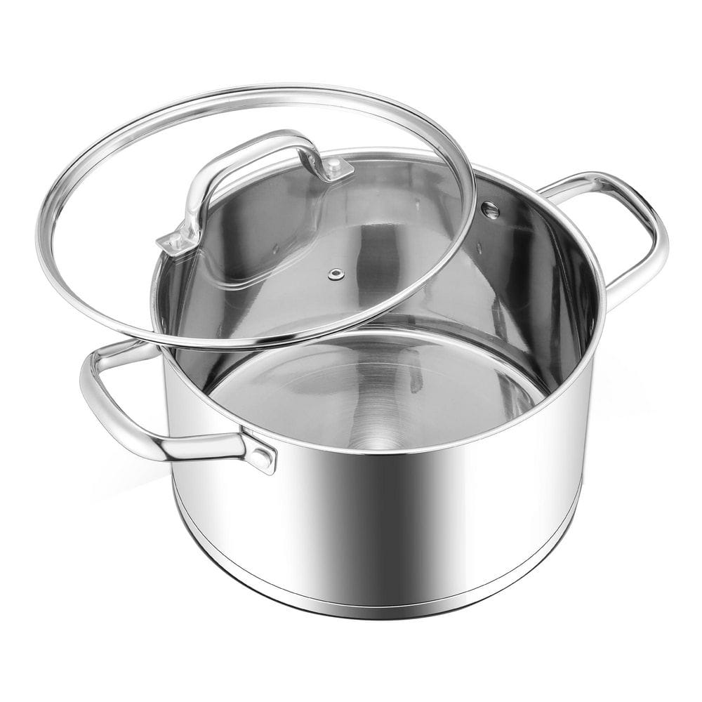 5 qt. Stainless Steel Stock Pot with Lid, Tri-ply Bottom for Even ...