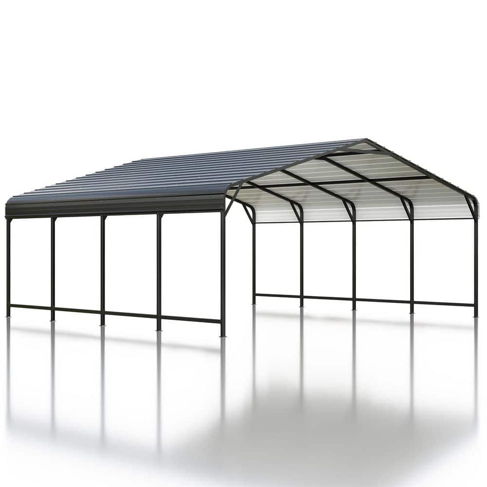 AirWire 20 ft. W x 40 ft. D Heavy-Duty Metal Carport with Reinforced ...