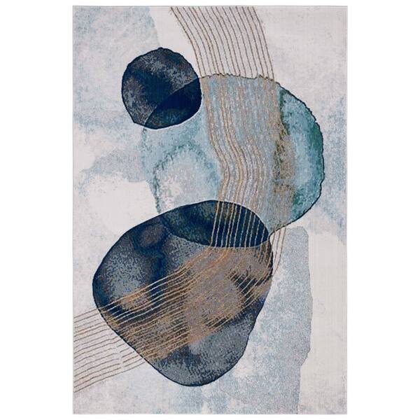 SAFAVIEH Art Studio 4 ft. x 6 ft. Ivory/Black Abstract Geometric Area ...