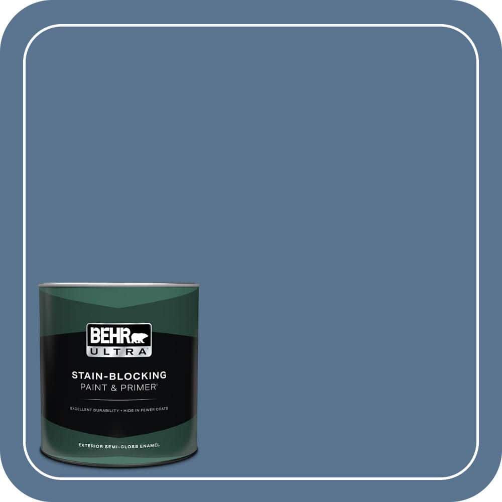 BEHR ULTRA 1 qt. #PPU14-18 Laguna Blue Semi-Gloss Enamel Exterior Paint ...