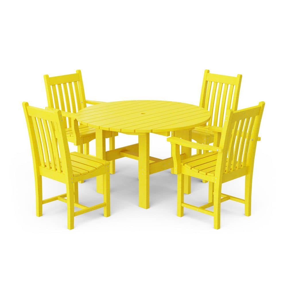 Wildridge Classic Lemon Yellow 5-Piece HDPE Plastic Outdoor Patio ...
