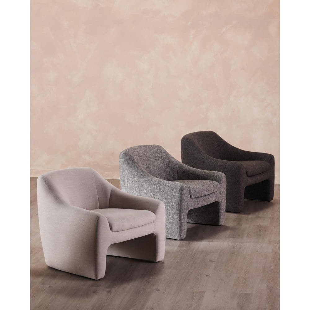 NADAAL STUDIOS Saylor Slated Moss Textured Woven Fabric Upholstered Arm ...