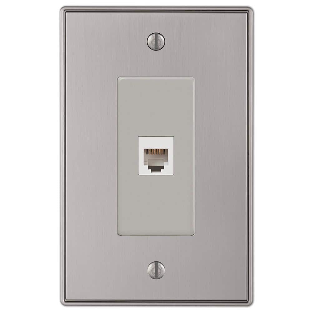 AMERELLE Ansley 1 Gang Phone Metal Wall Plate - Brushed Nickel 70PHBN ...