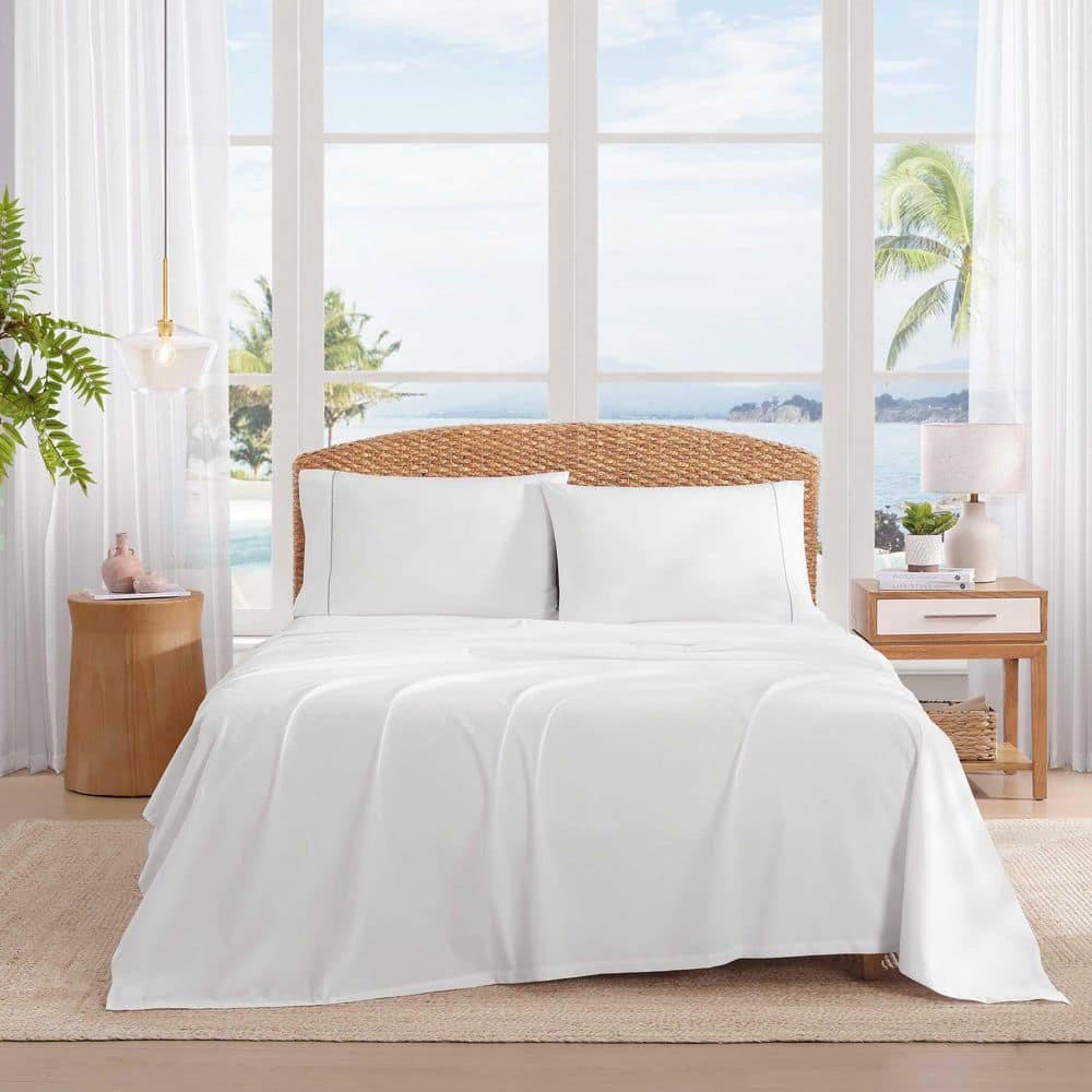 Tommy Bahama Boardwalk 4-Piece Blue Cotton Percale Queen Sheet Set ...