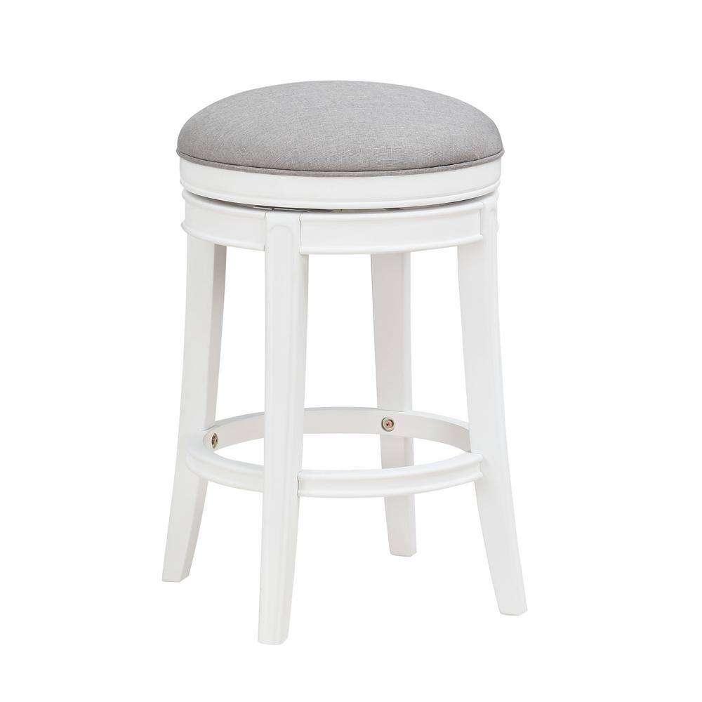 Laguna 26 in. H White Backless Wood Counter Stool with Gray Polyester ...