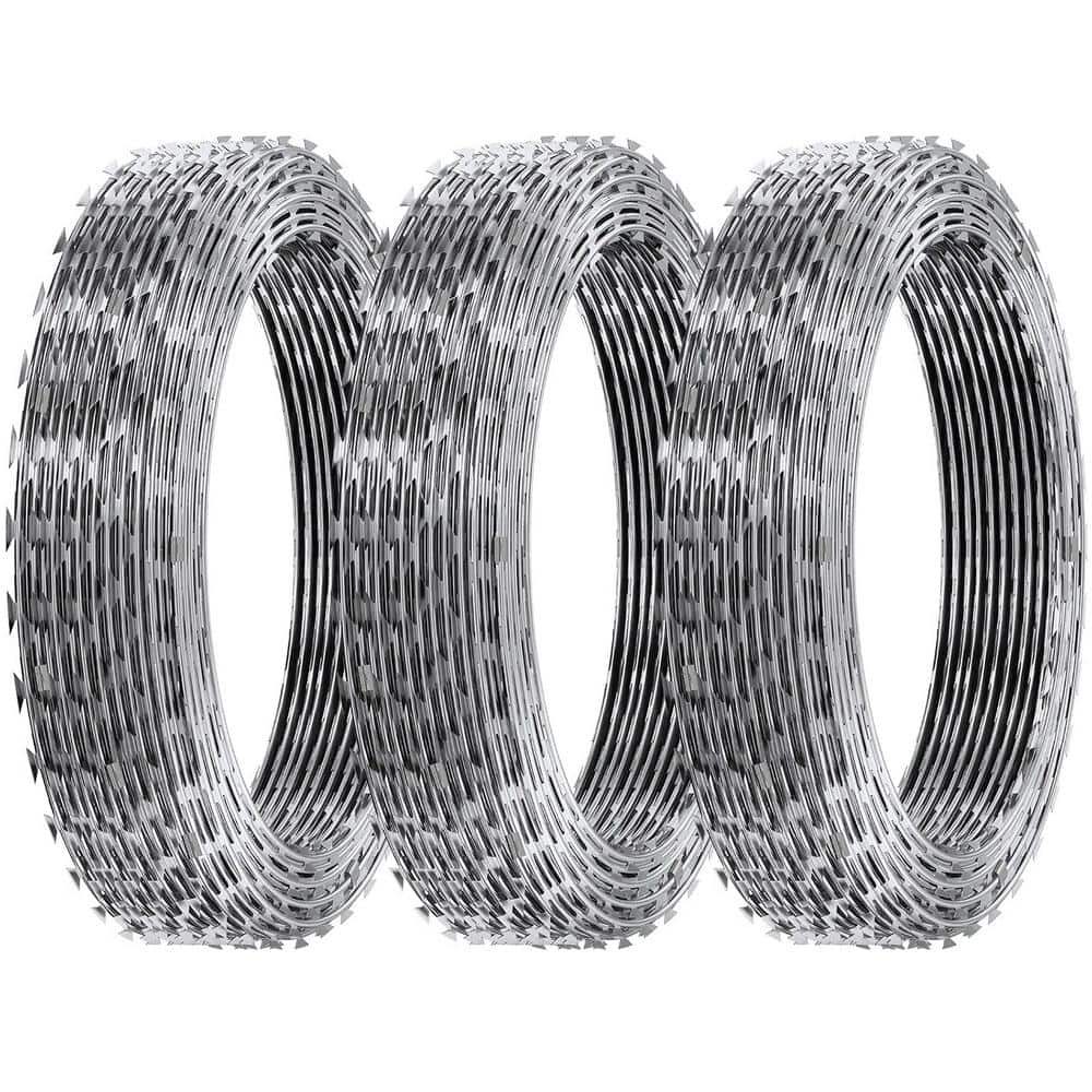 ATENGNES 147 ft. Galvanized Double Spiral with Buckle Razor Barbed Wire ...