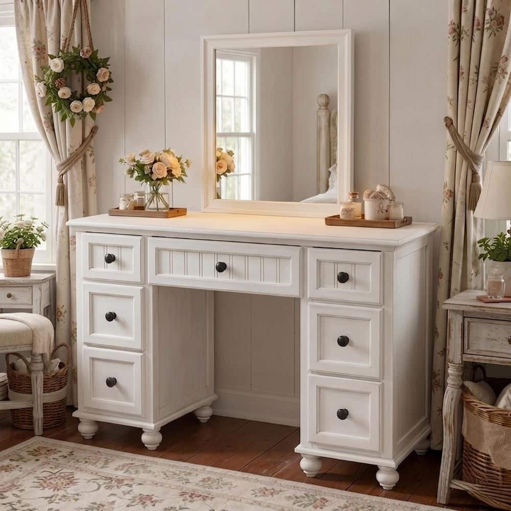 Reviews for Harper & Bright Designs 1-Piece Antique White Solid Wood ...