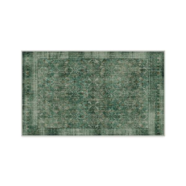 Ruggable Machine Washable Rug with Standard Pad-Frances Jade Green 3x5 ...