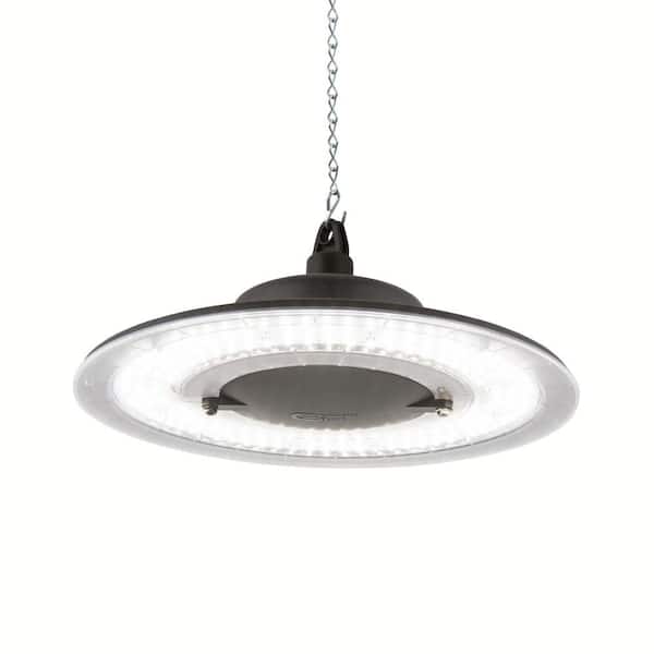 Commercial Electric 1 ft. 400-Watt Equivalent Round Black LED High Bay ...