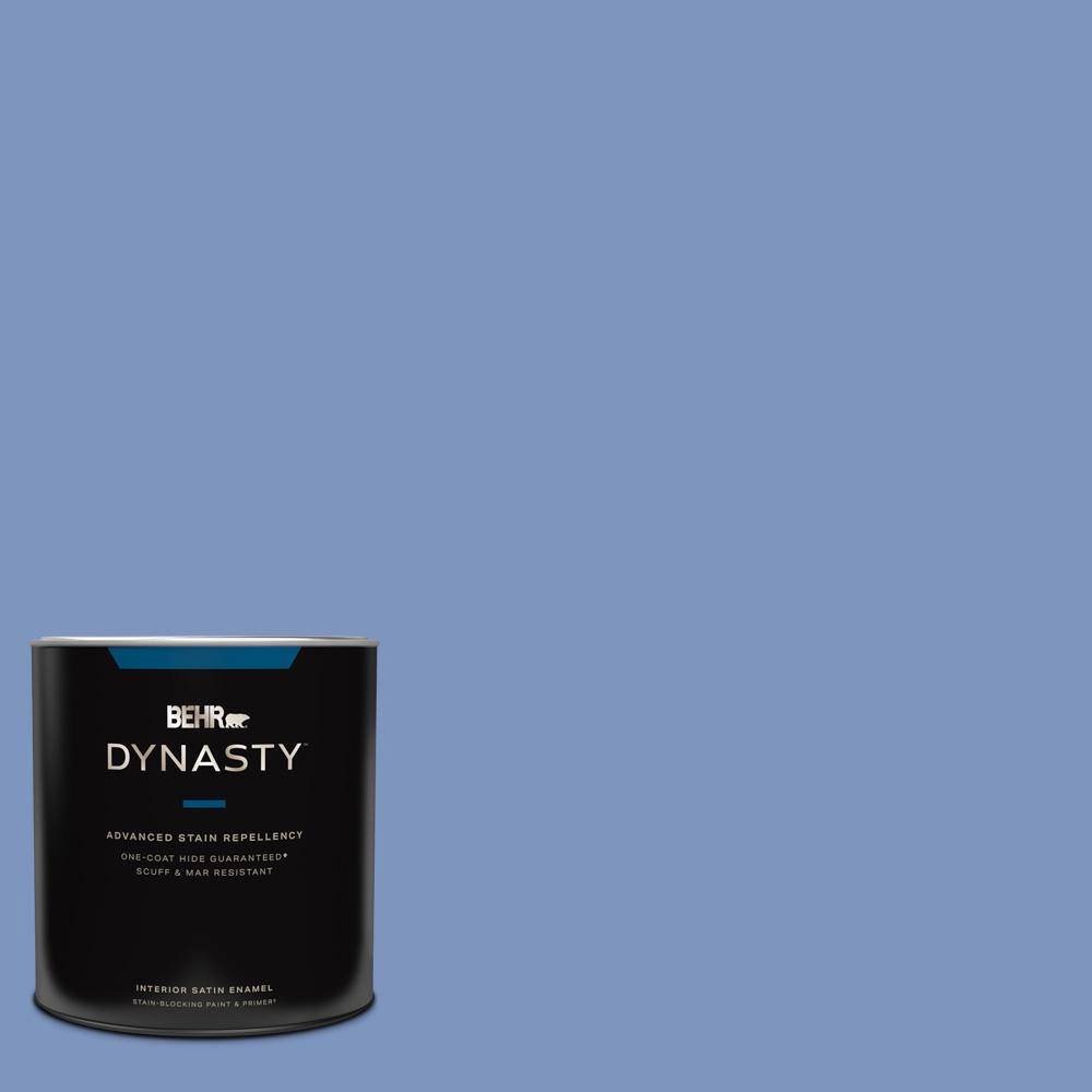 BEHR DYNASTY 1 qt. #M540-5 Blue Satin One-Coat Hide Satin Enamel ...