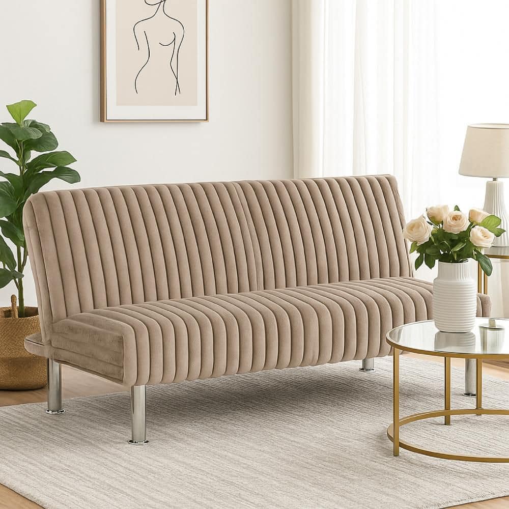 Benjara 29 in. Taupe Fabric Full Size Sofa Bed BM332986 - The Home Depot