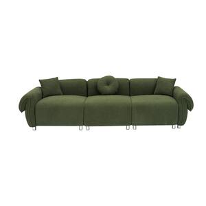 JASIWAY 105 in. Rolled Arm Velvet Rectangular Modular Sofa with Ottoman ...