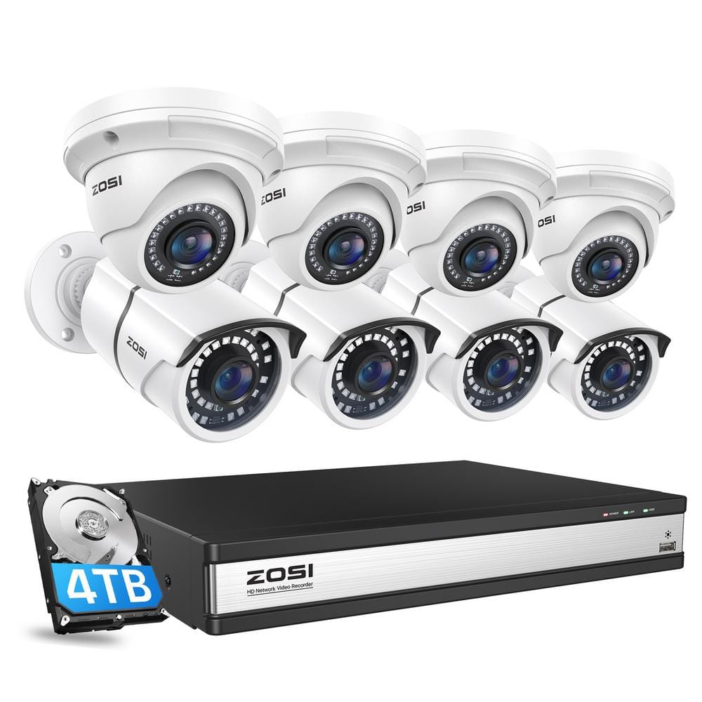 ZOSI 16-Channel 5MP POE 4TB NVR Security Camera System with 8-Wired ...