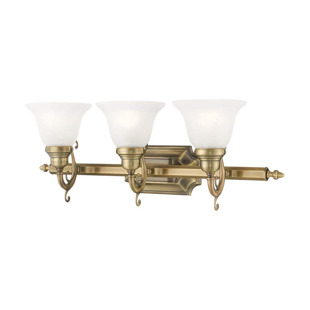 Livex Lighting Brookridge 25 in. 3-Light Antique Brass Vanity Light ...