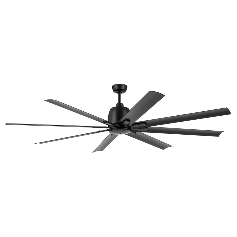 KICHLER Breda 75 in. Outdoor Satin Black Downrod Mount Ceiling Fan with ...