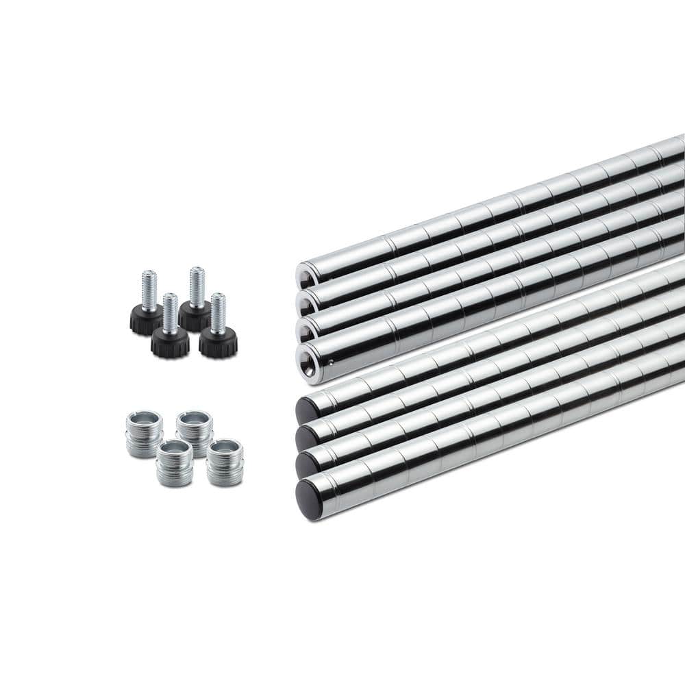 TRINITY 72 in. EcoStorage Chrome Color Steel Poles - Set of (4) ZSV04 ...