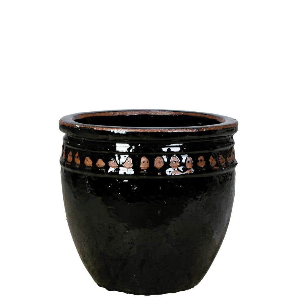15 in. 3 qt. Black Ceramic Coin Pot DG-122B-BK - The Home Depot