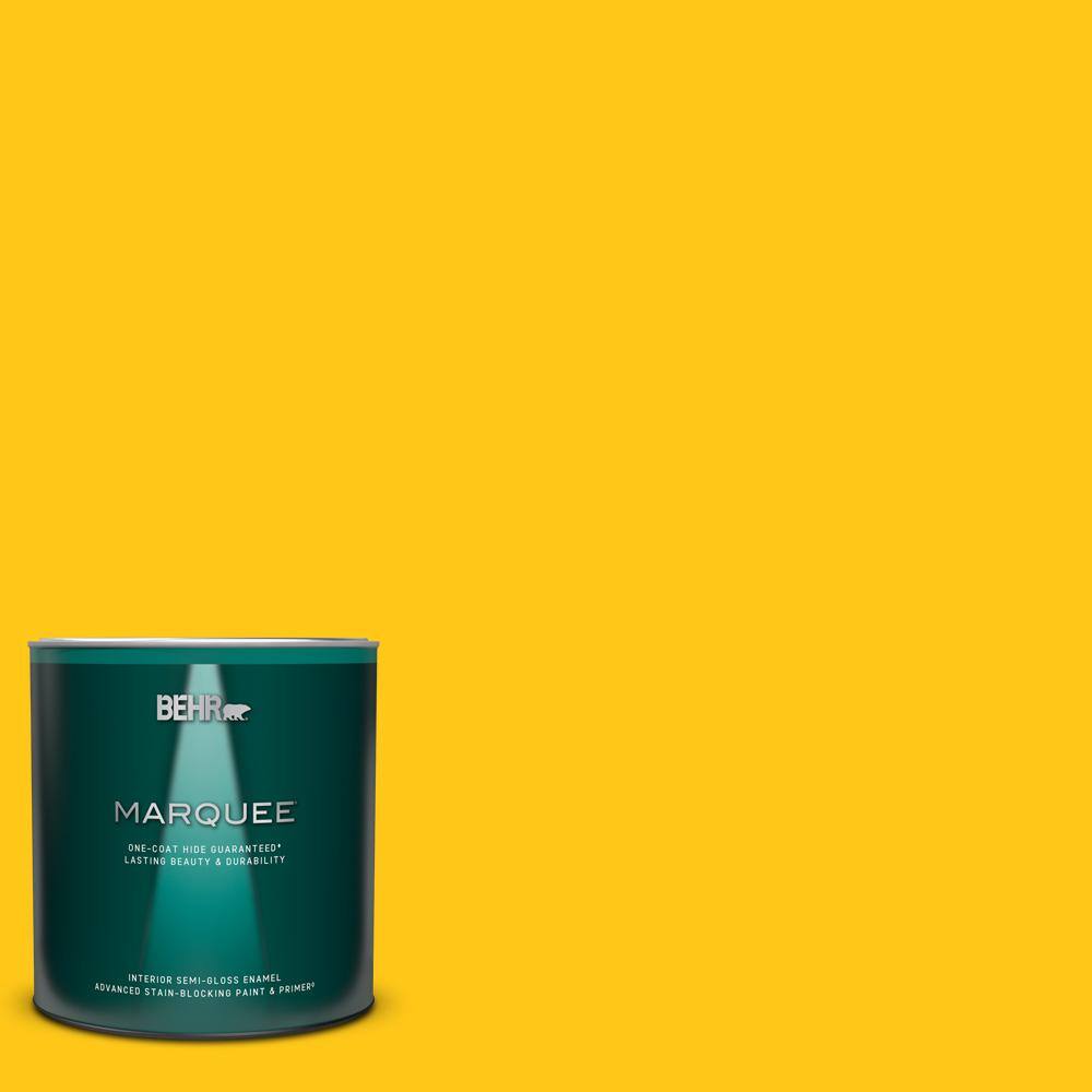 BEHR MARQUEE 1 qt. #P300-7 Unmellow Yellow Semi-Gloss Enamel Interior ...