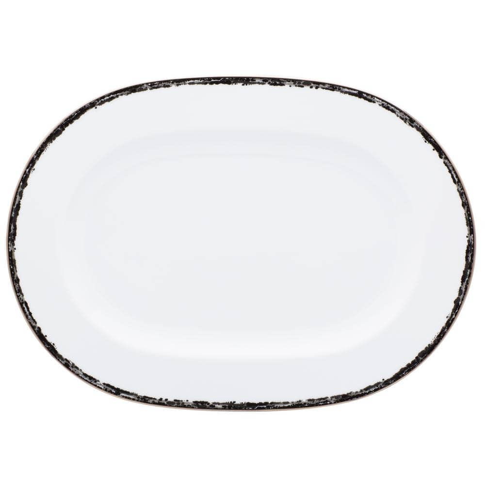 Noritake Black Rill 16 in. (Black) Porcelain Oval Platter 1766-414 ...