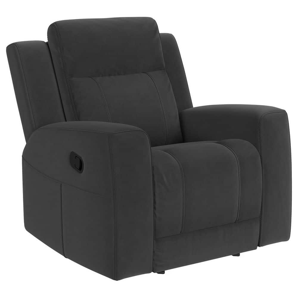 Coaster Brentwood Dark Charcoal Faux Leather Rocker Recliner with Track ...