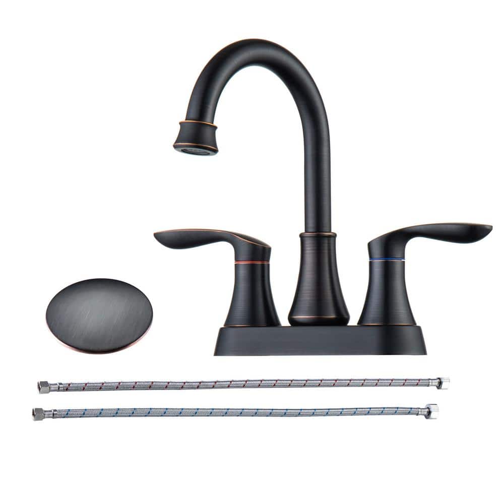 RAINLEX 4 in. Centerset Double-Handle High-Arc Bathroom Faucet with ...