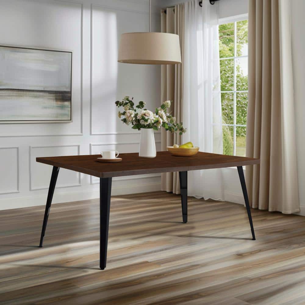 Homy Casa STAN Modern Farmhouse Walnut Brown Rectangle Wooden Top 4 ...